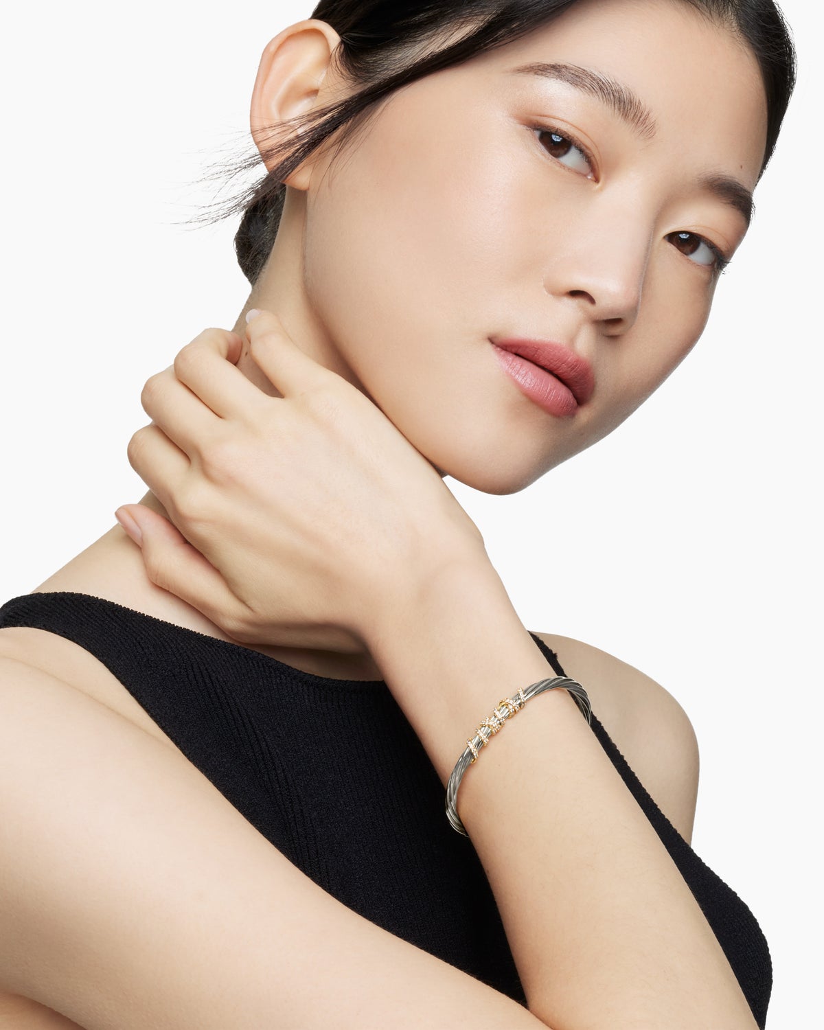 Helena Center Station Bracelet in Sterling Silver with 18K Yellow Gold ...