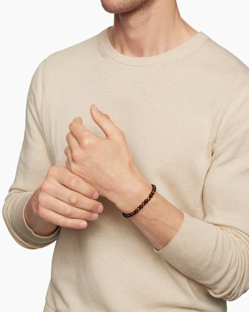 Mens Spiritual Beads Alternating Bracelet in Sterling Silver, 6mm ...