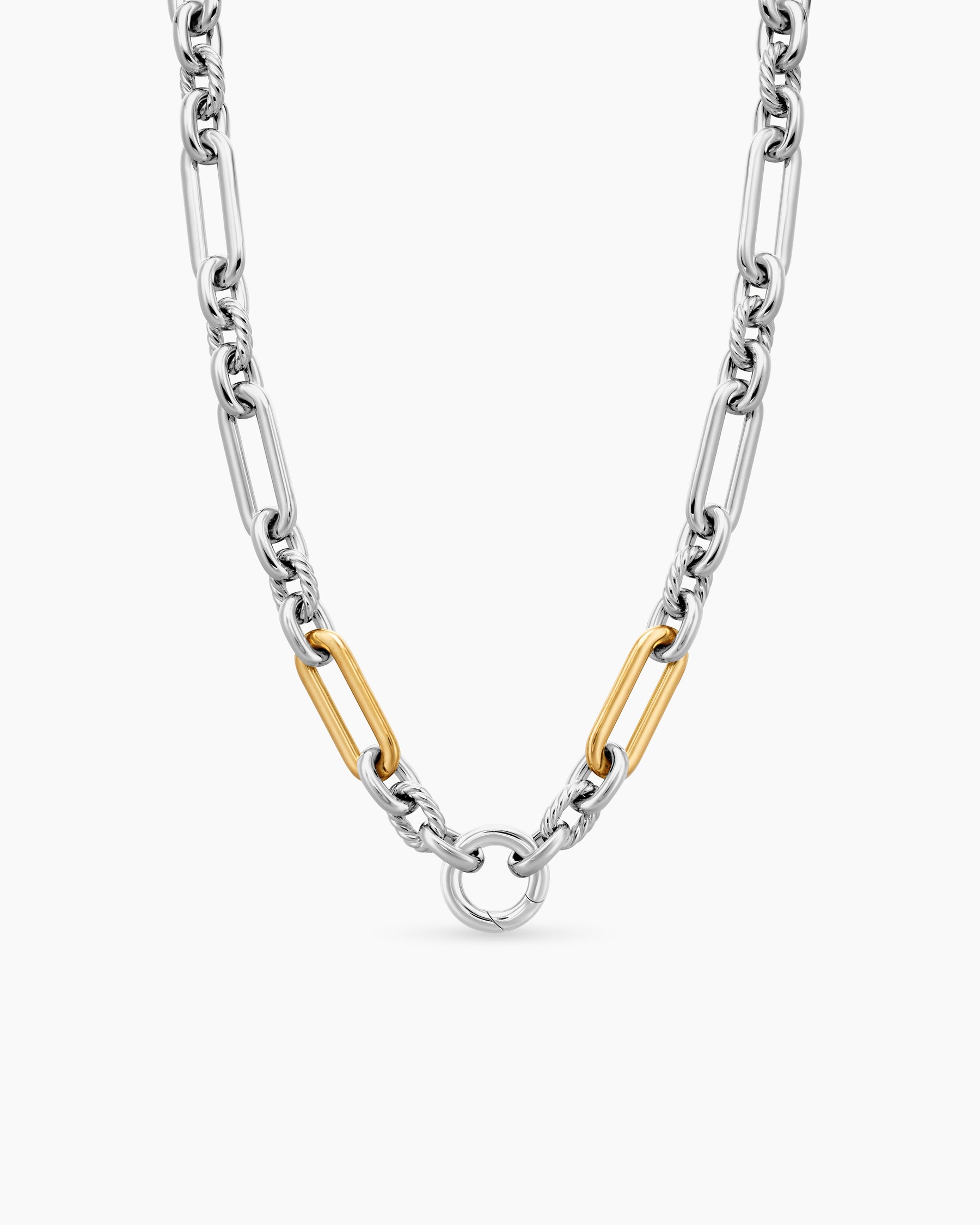 Lexington Chain Necklace in Sterling Silver with 18K Yellow Gold, 9.8mm ...