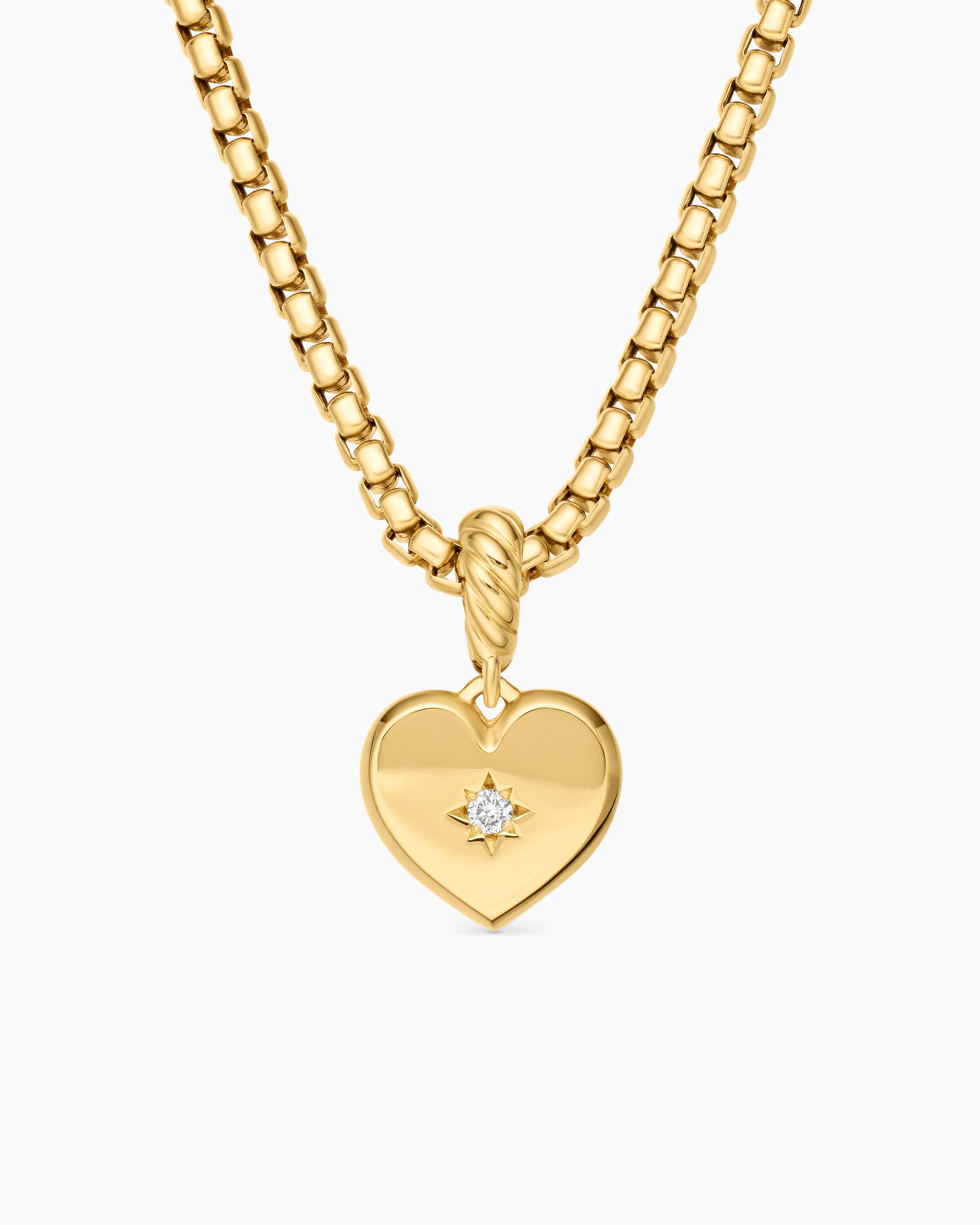Compass Heart Amulet in 18K Yellow Gold with Center Diamond, 18.8mm ...