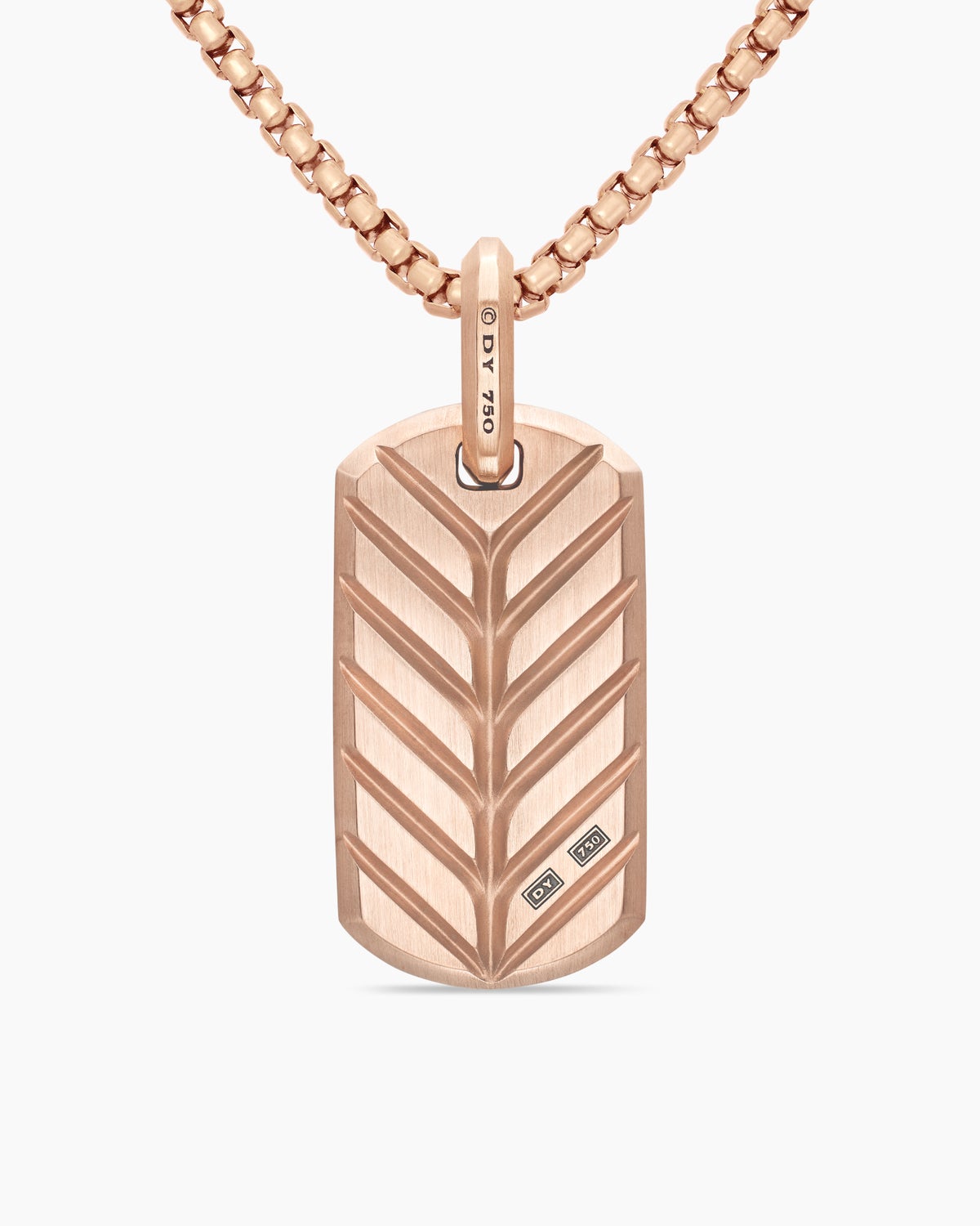 Mens Chevron Tag in 18K Rose Gold with Cognac Diamonds, 27mm | David Yurman