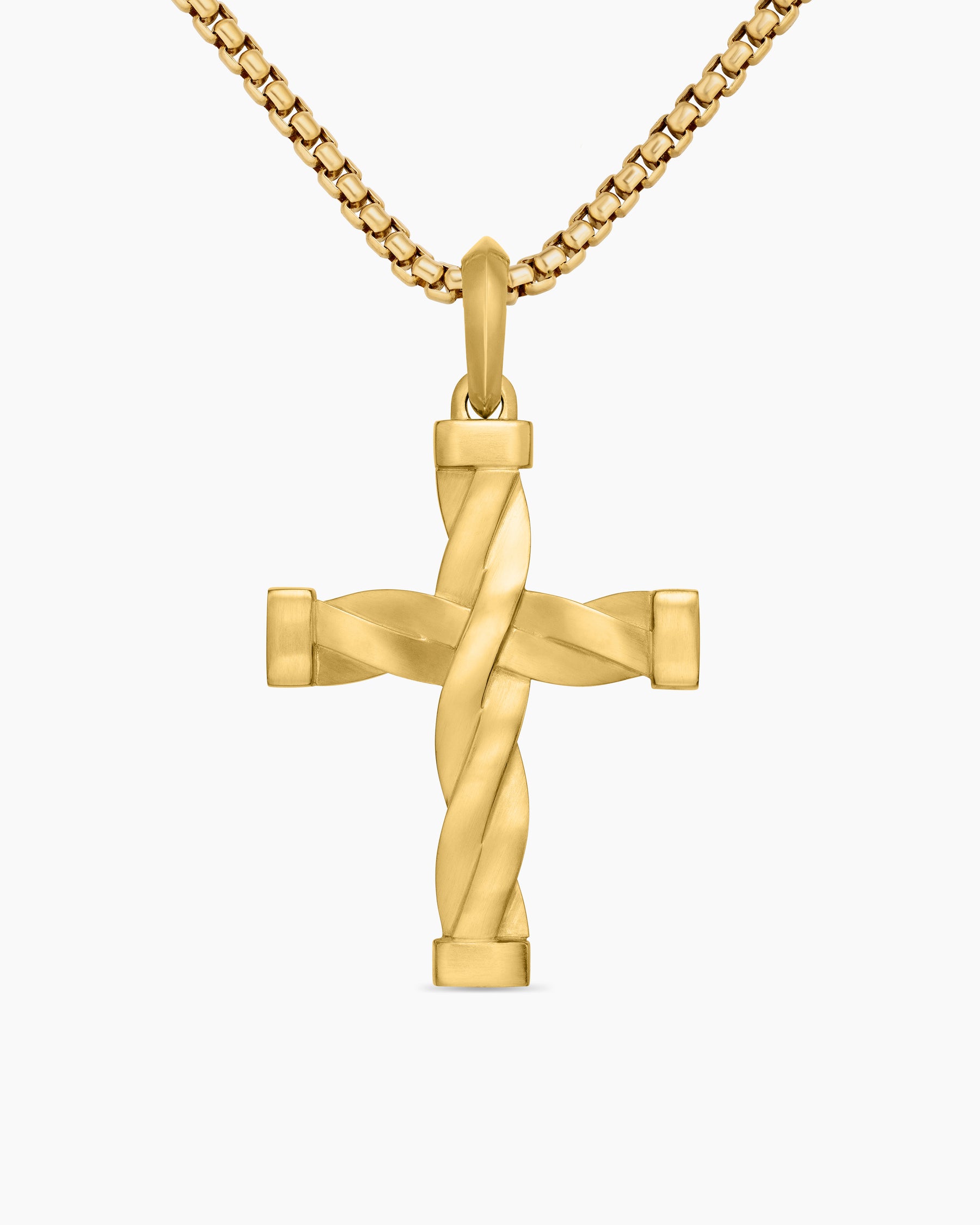 Mens DY Helios™ Cross Pendant in 18K Yellow Gold, 48mm | David Yurman
