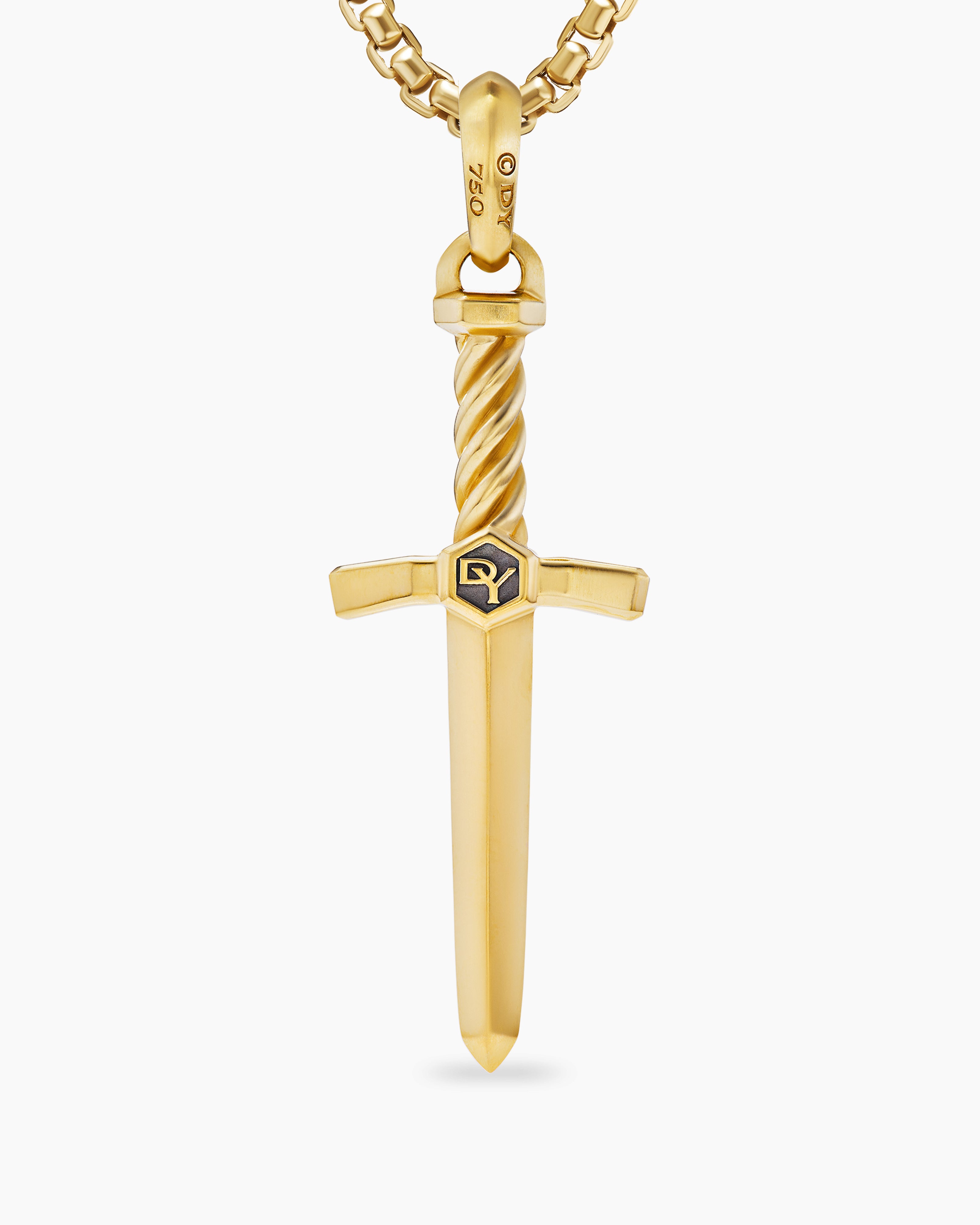 Mens Sword Amulet in 18K Yellow Gold, 45mm | David Yurman