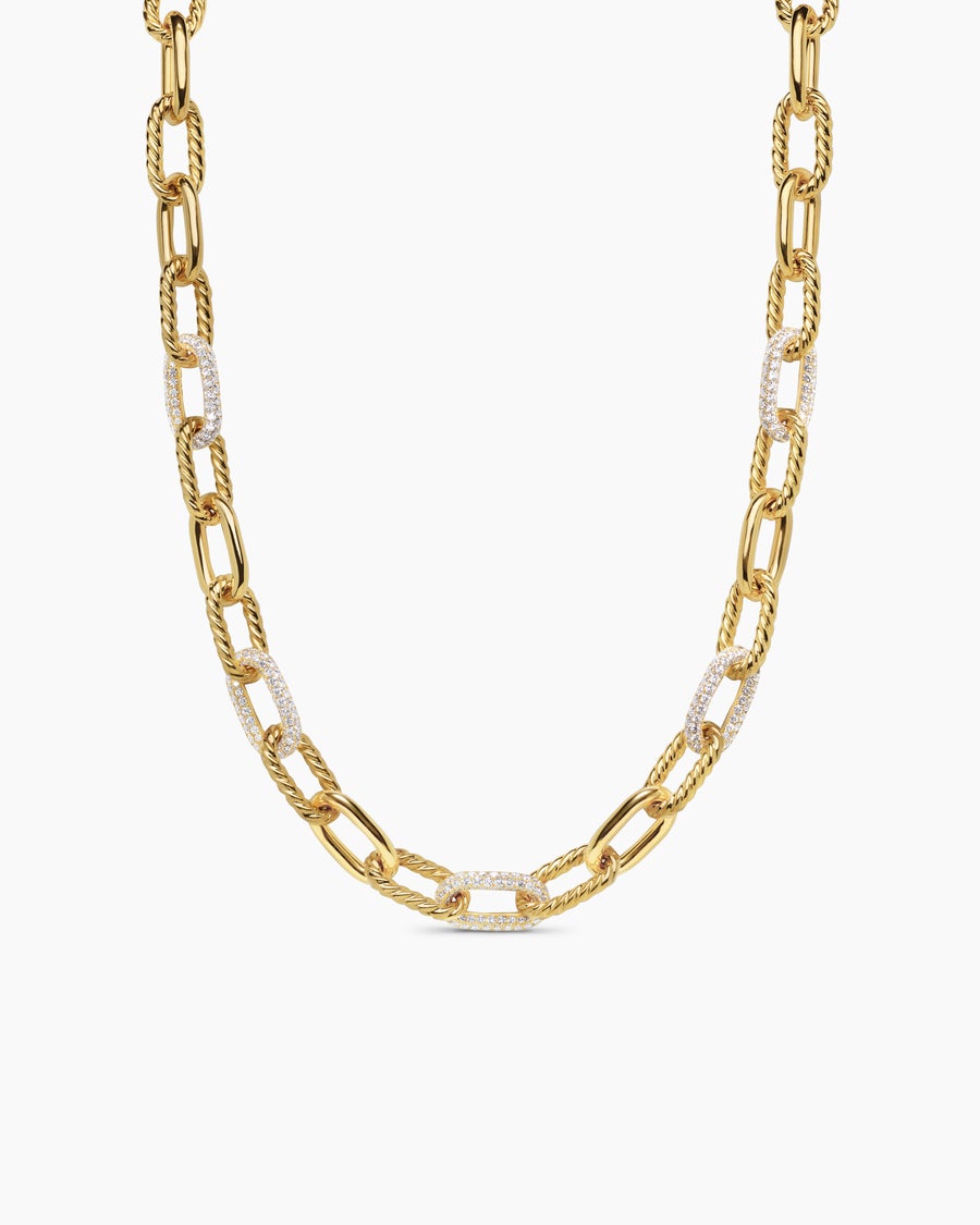 DY Madison® Chain Necklace in 18K Yellow Gold with Diamonds, 11mm ...
