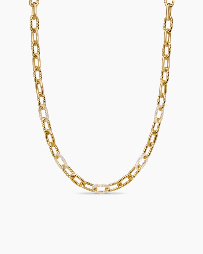 DY Madison® Chain Necklace in 18K Yellow Gold with Diamonds, 8.5mm