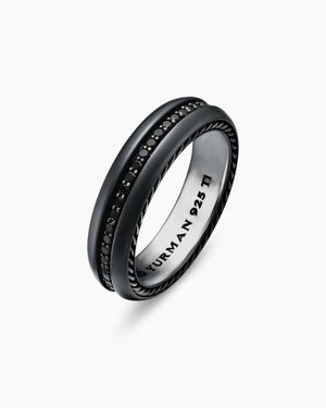 Mens Streamline Band Ring in Black Titanium, 6mm | David Yurman