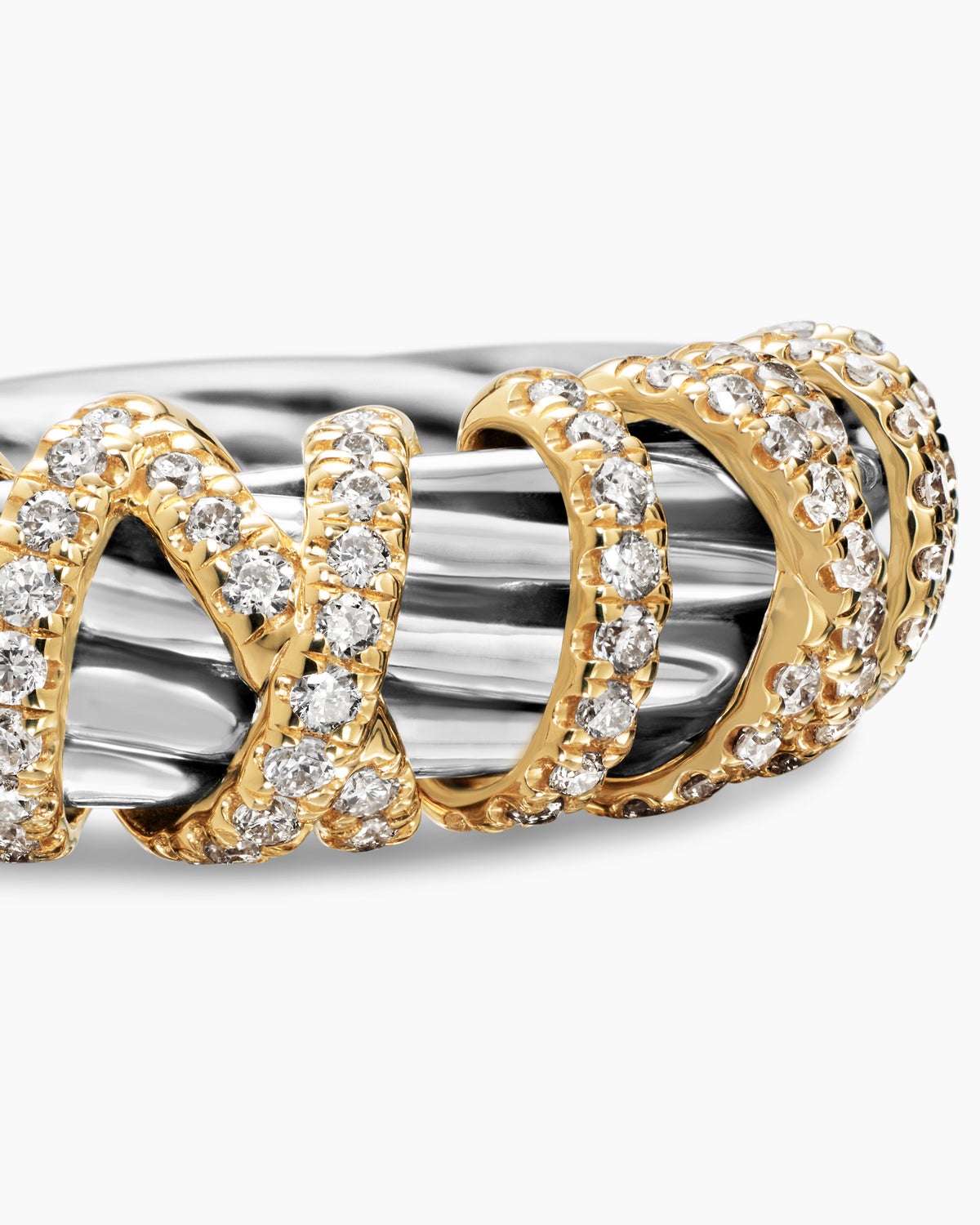 Helena Ring in Sterling Silver with 18K Yellow Gold and Diamonds, 7.7mm ...