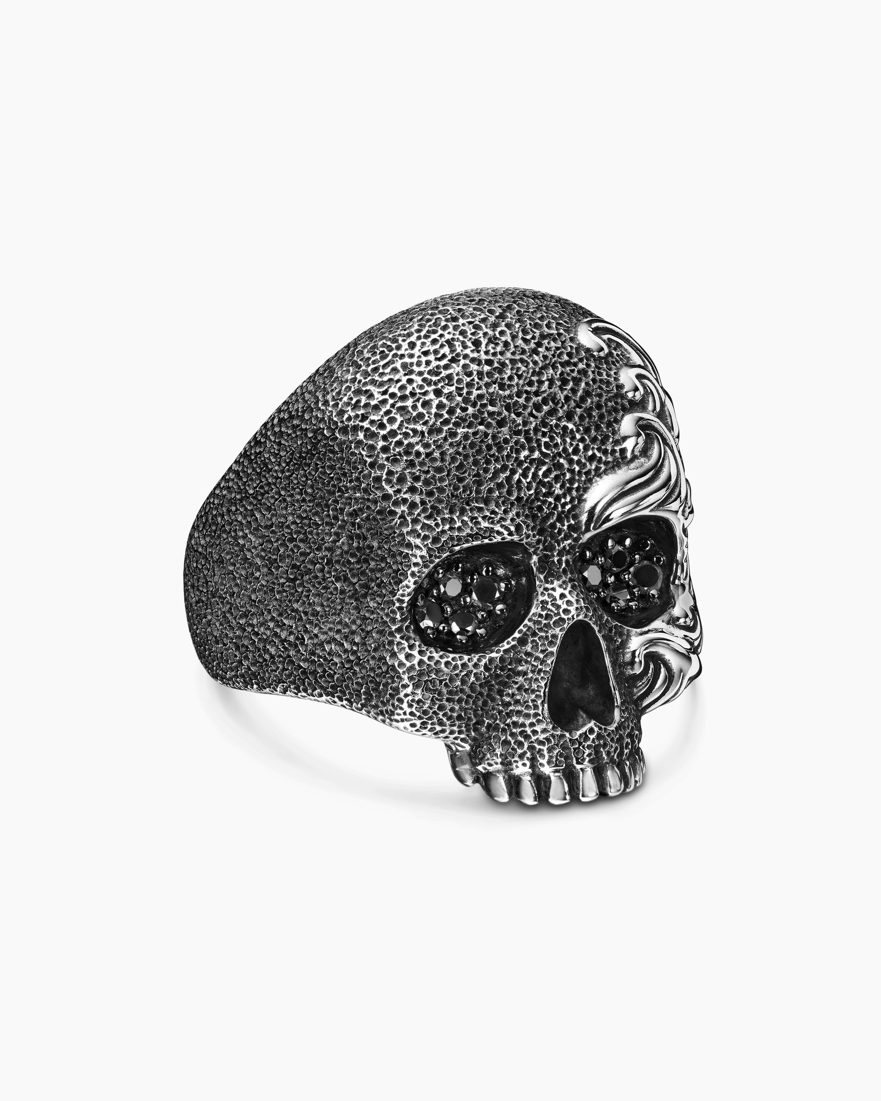 Mens Waves Skull Ring in Sterling Silver with 18K Yellow Gold, 24mm ...