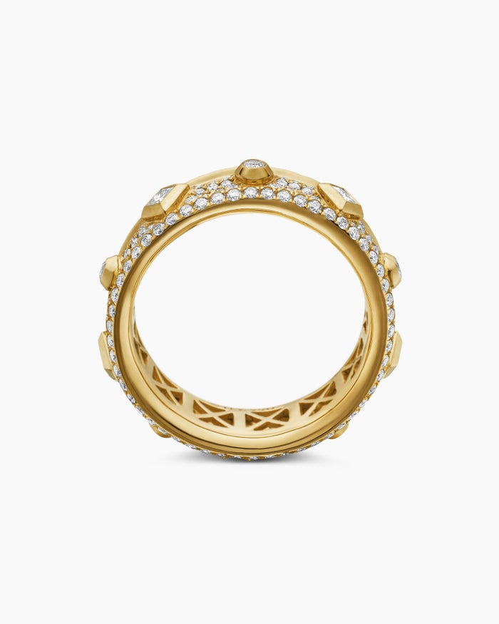 Modern Renaissance Band Ring in 18K Yellow Gold with Diamonds, 6.6mm ...