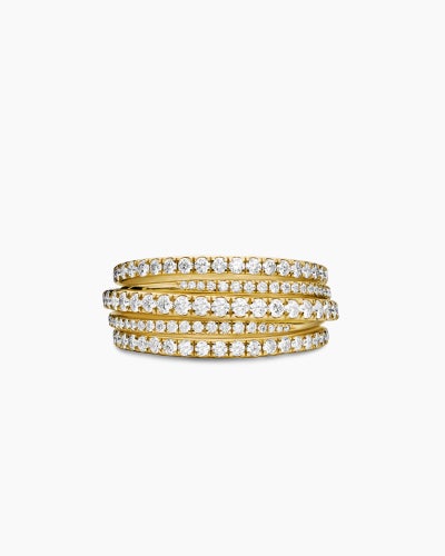 Pavé Crossover Ring in 18K Yellow Gold with Diamonds, 11mm