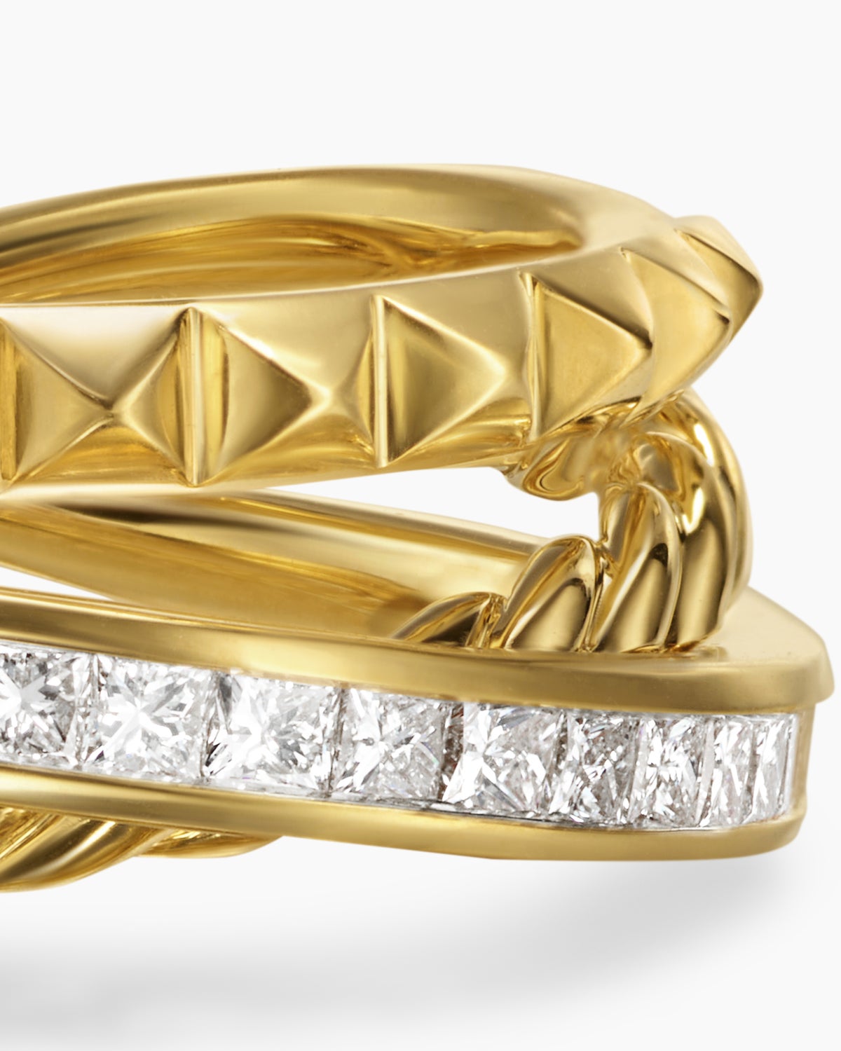 Crossover Trio Three Row Ring in 18K Yellow Gold with Diamonds, 8mm ...