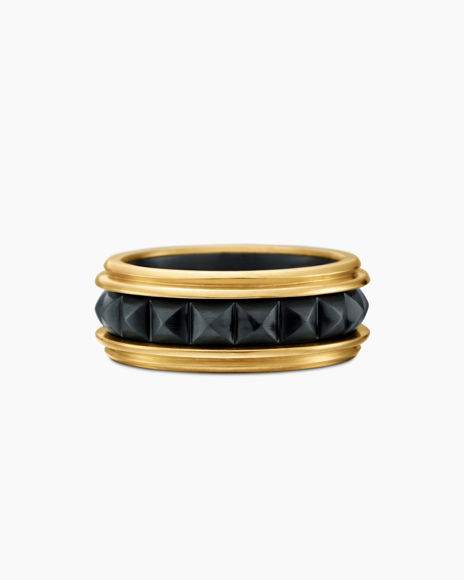 Pyramid Band Ring in Black Titanium with 18K Yellow Gold, 8mm