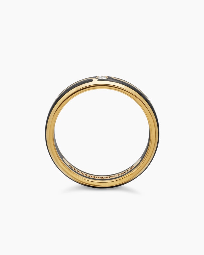 Mens Forged Carbon Band Ring in 18K Yellow Gold, 4mm | David Yurman