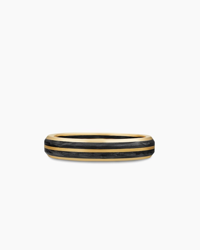 Mens Forged Carbon Band Ring in 18K Yellow Gold, 4mm | David Yurman