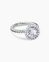 DY Cable Halo Engagement Ring in Platinum, Round | David Yurman