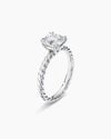 DY Cable Engagement Ring in Platinum, Cushion | David Yurman